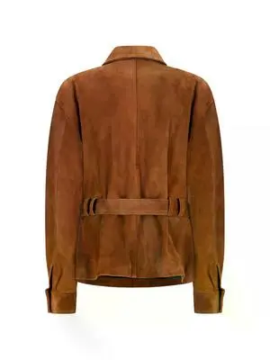 Alessandra Rich Belted Suede Jacket - Brown