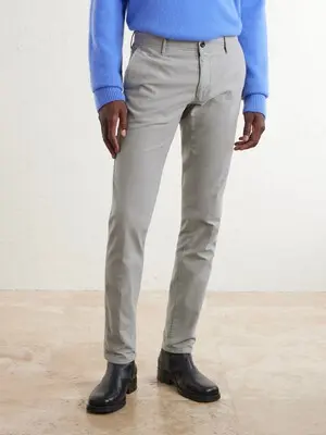 SLOWEAR Slim-fit Stretch-cotton Trousers - Gray