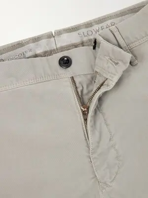 SLOWEAR Slim-fit Stretch-cotton Trousers - Gray