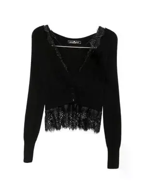 Ermanno Scervino Lace-trim Button-up Cardigan - Black