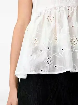 VICOLO Broderie-anglaise Peplum Top