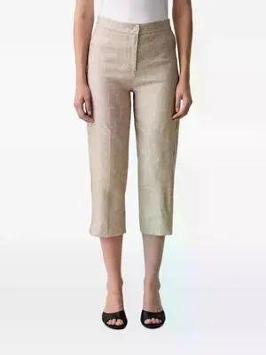 VICOLO Pressed-crease Cropped Trousers - Neutrals