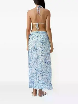 Melissa Odabash Midi Pineapple-print Ruffled Skirt