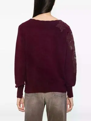 Ermanno Scervino Lace-embellished Boat-neck Knit