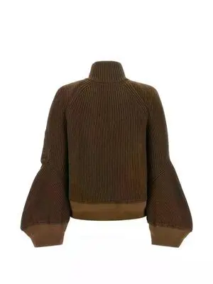 Sacai Ribbed-knit High-neck Jacket