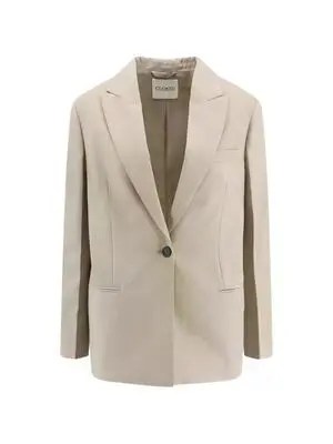 Closed Single-breasted Peak-lapel Blazer - Neutrals