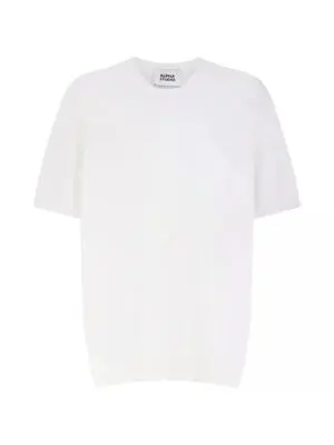Alpha Studio Short-sleeve Ribbed-trim Sweater - White