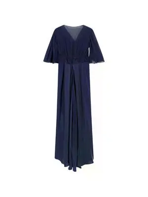Alberta Ferretti Ruffled Satin-finish Maxi Dress - Blue