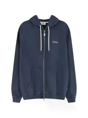 POMPEII Logo-embroidered Zip-up Hoodie - Blue