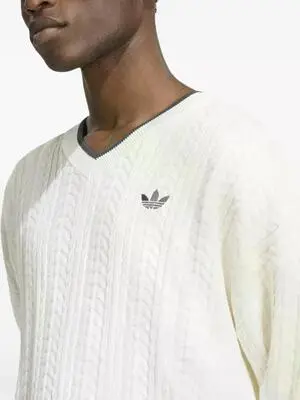Adidas Cable-knit Crew-neck Sweatshirt