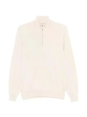 Brunello Cucinelli Quarter-zip Knitted Sweater - Neutrals