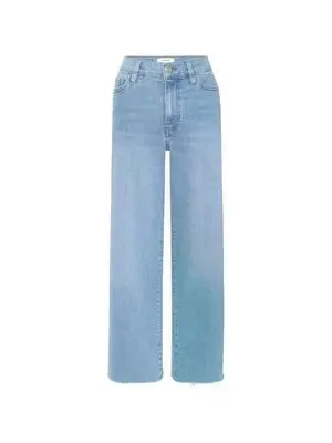 FRAME Raw-edge Wide-leg Jeans - Blue