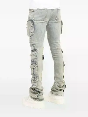 GUAPI Rhinestone-embellished Quilted-panel Jeans