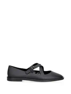 Melissa Ever Cross-strap Buckle-fastening Ballet Flats - Black