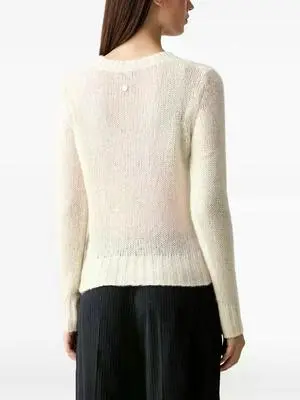 JOOP! Logo Embroidered Open-knit Crew Neck Sweater