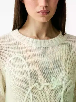 JOOP! Logo Embroidered Open-knit Crew Neck Sweater