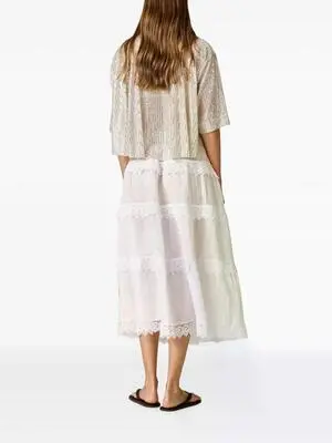 PNK Lace-trim Midi Skirt