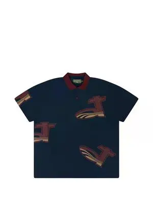 DENIM TEARS Graphic-print Polo Shirt - Blue