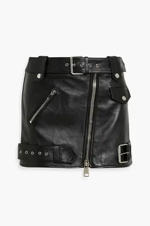 Alexander McQueen Zipdetailed Leather Mini Skirt