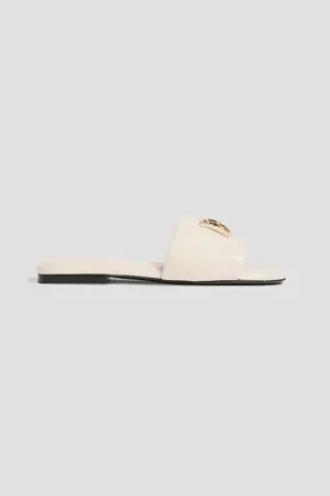 ANINE BING Ria Embellished Leather Slides - Ivory