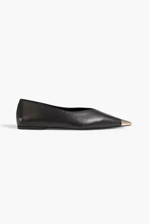 ANINE BING Nina Leather Pointtoe Flats - Black