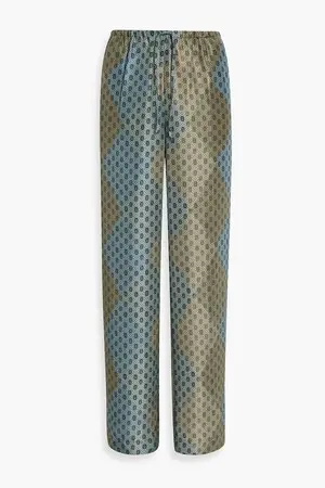 Dries Van Noten Printed Silk Crepe De Chine Straightleg Pants