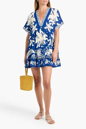 Farm Rio Printed Crepe De Chine Mini Dress