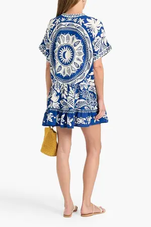 Farm Rio Printed Crepe De Chine Mini Dress