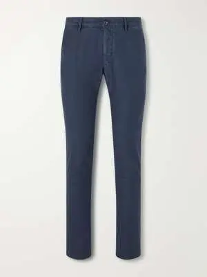SLOWEAR Straight-leg Stretch-cotton Trousers - Blue