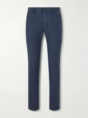 SLOWEAR Straight-leg Stretch-cotton Trousers - Blue
