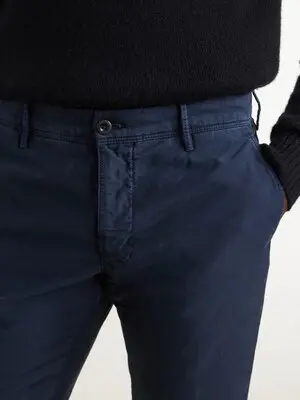 SLOWEAR Straight-leg Stretch-cotton Trousers - Blue