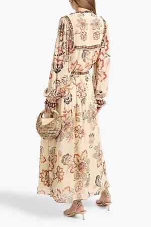 Farm Rio Floral Print Voile Midi Skirt