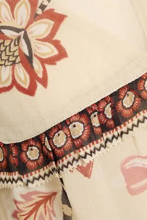 Farm Rio Ruffled Floralprint Voile Blouse