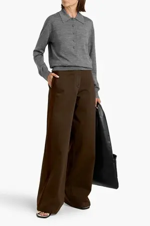 Dries Van Noten Velvettrimmed Cottontwill Wideleg Pants
