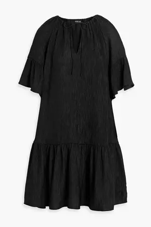 ANINE BING Lolita Plissé Lyocellblend Mini Dress - Black