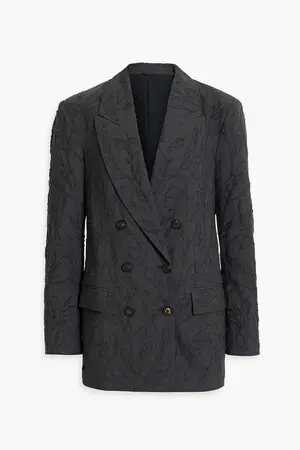 Brunello Cucinelli Doublebreasted Embroidered Woolblend Blazer