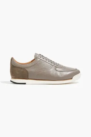 John Lobb Textured Glossed Leather Sneakers - Mushroom