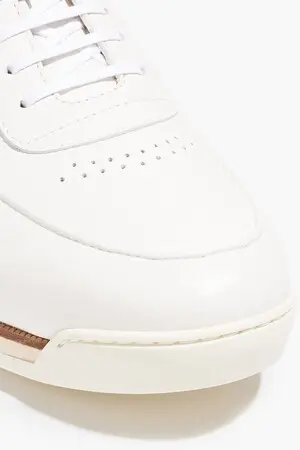 John Lobb Textured Glossed Leather Sneakers - Off-white