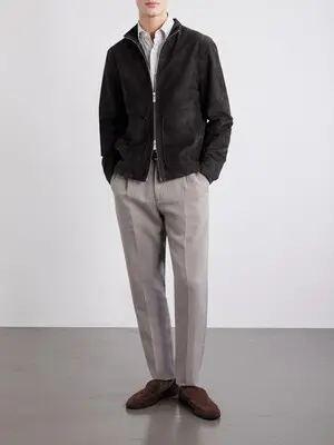 Eleventy Straight-leg Lyocell And Linen-blend Trousers - Green