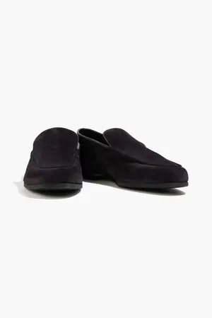 John Lobb Pebbled Leathertrimmed Suede Loafers
