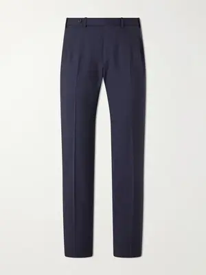 Brioni Plume Straight-leg Wool And Mohair-blend Trousers - Blue