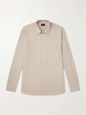 Brioni Marcello Cotton And Cashmere-blend Shirt - Beige