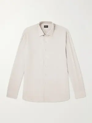 Brioni Marcello Cotton And Cashmere-blend Shirt - Neutrals