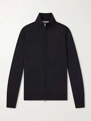 Canali Wool Zip-up Sweater - Black