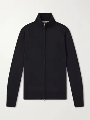 Canali Wool Zip-up Sweater - Black