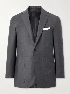 Kiton Brushed Wool Suit Jacket - Gray