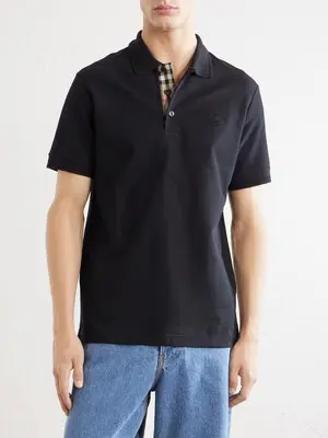 Burberry Logo-embroidered Cotton-piqué Polo Shirt