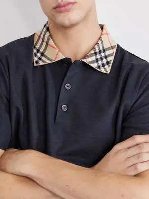 Burberry Checked Cotton-piqué Polo Shirt