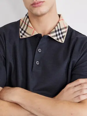 Burberry Checked Cotton-piqué Polo Shirt