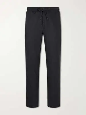 Canali Straight-leg Wool-blend Trousers - Black